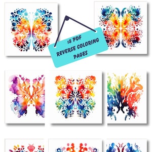 Reverse Coloring Pages, Backwards Coloring Book, Abstract Watercolor ...