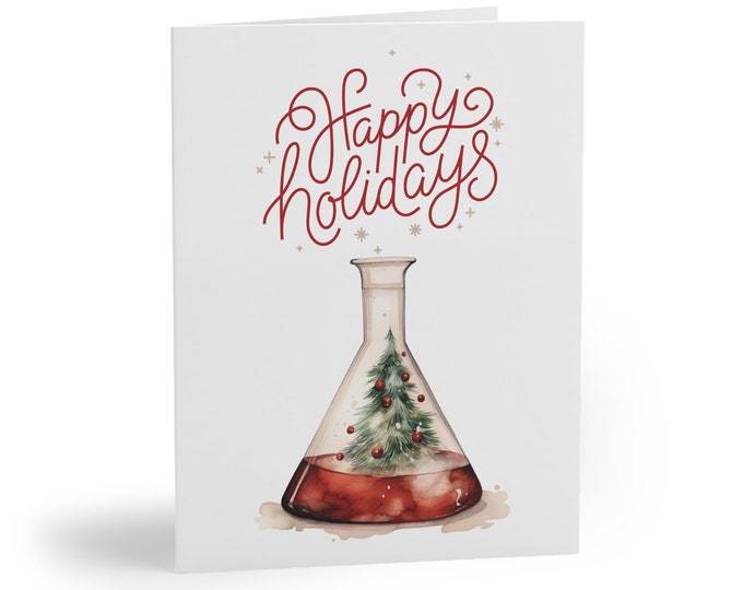 Merry Measure Nerdy Beaker Christmas / Holiday Card | Biology ...