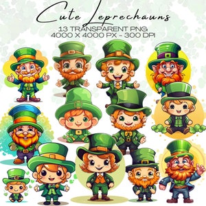 Cute Leprechaun Clipart, Kawaii Saint Patricks Day PNG, Digital ...