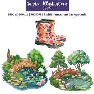 Garden PNG, Watering Can, Garden Boots Pond Clipart, Cottage Garden ...