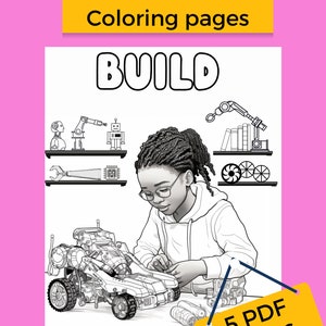 Black Girls in STEM Coloring Pages, African American Kids, Back to ...