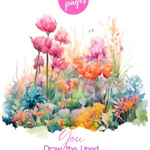 Floral Landscape Reverse Coloring Pages, Nature Backwards Coloring Book ...