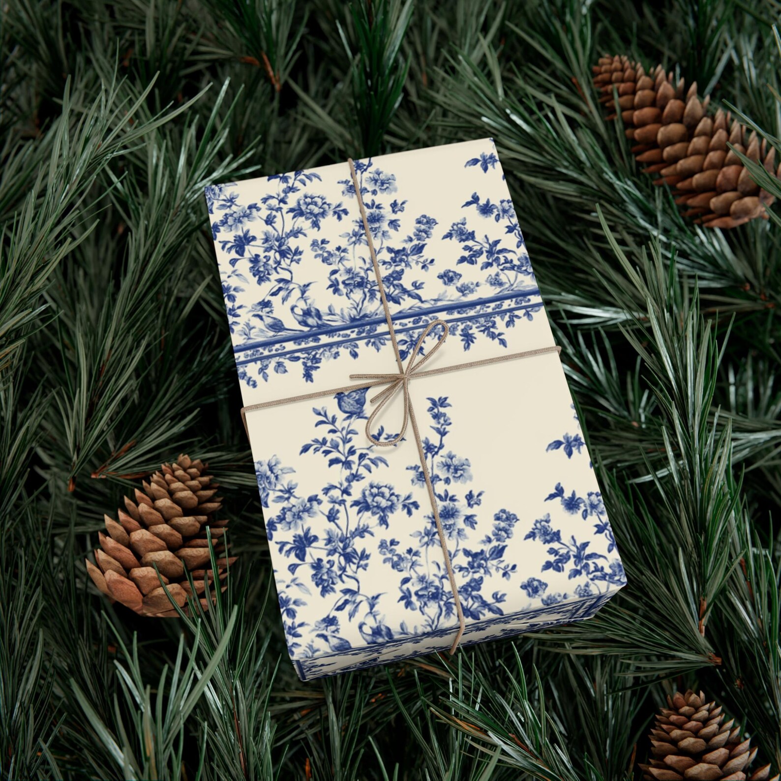 Blue French Toile Gift Wrap, Vintage Inspired Wrapping Paper, European ...