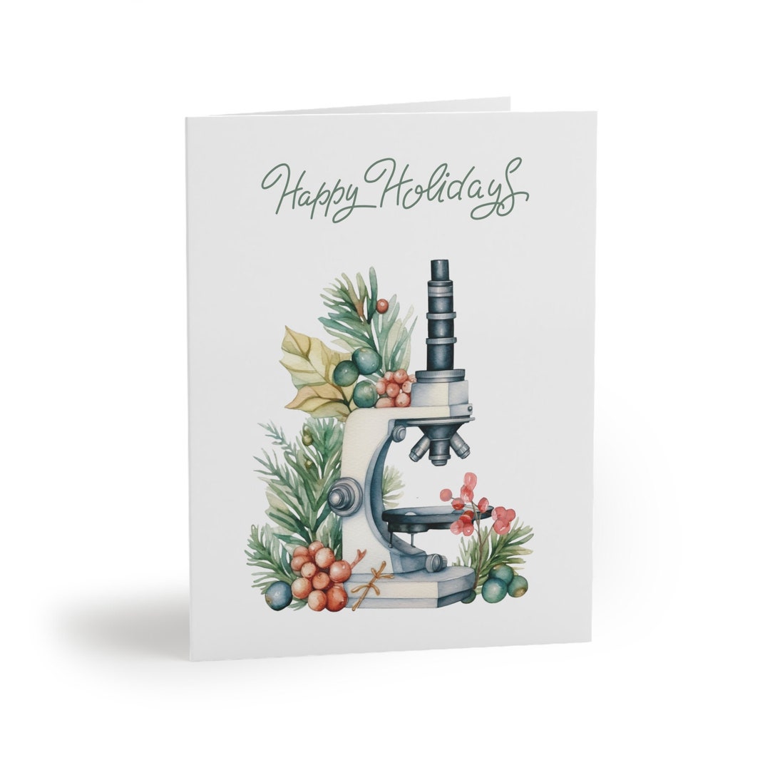 Biomedical Science Microscope Christmas Card, Research Geeky Holiday ...