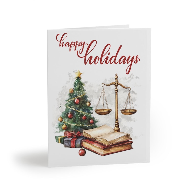 Scales of Justice Christmas Card, Lawyer Holiday Greeting Card Set ...