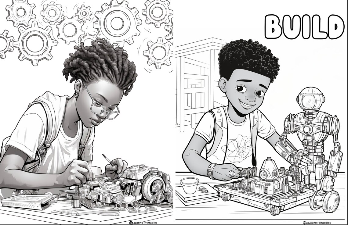 Black Kids in STEM Coloring Book, Spiral Bound PHYSICAL BOOK, Science ...