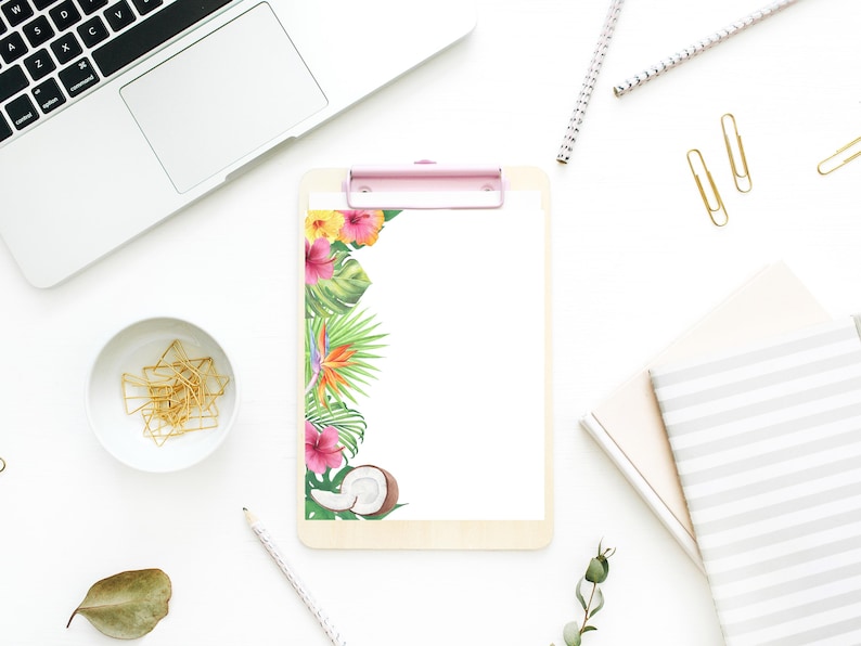 Hawaiian Stationery, Tropical Flowers Writing Paper, Colorful Floral ...