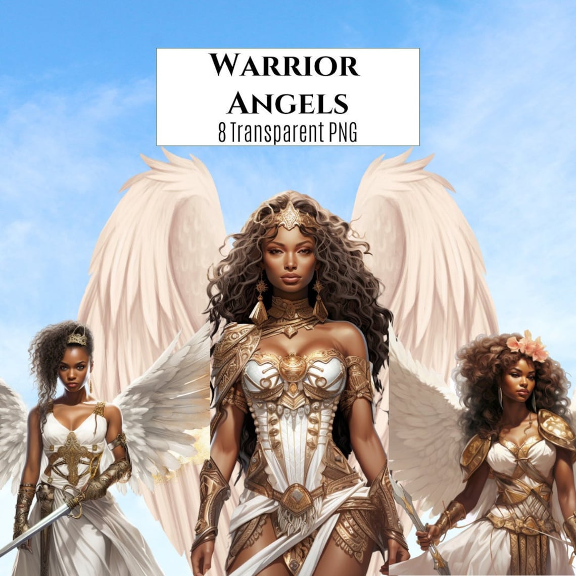 Angel Art Black Woman, Fantasy Art, African American Angel Warrior, Sublimation Design, Digital ...