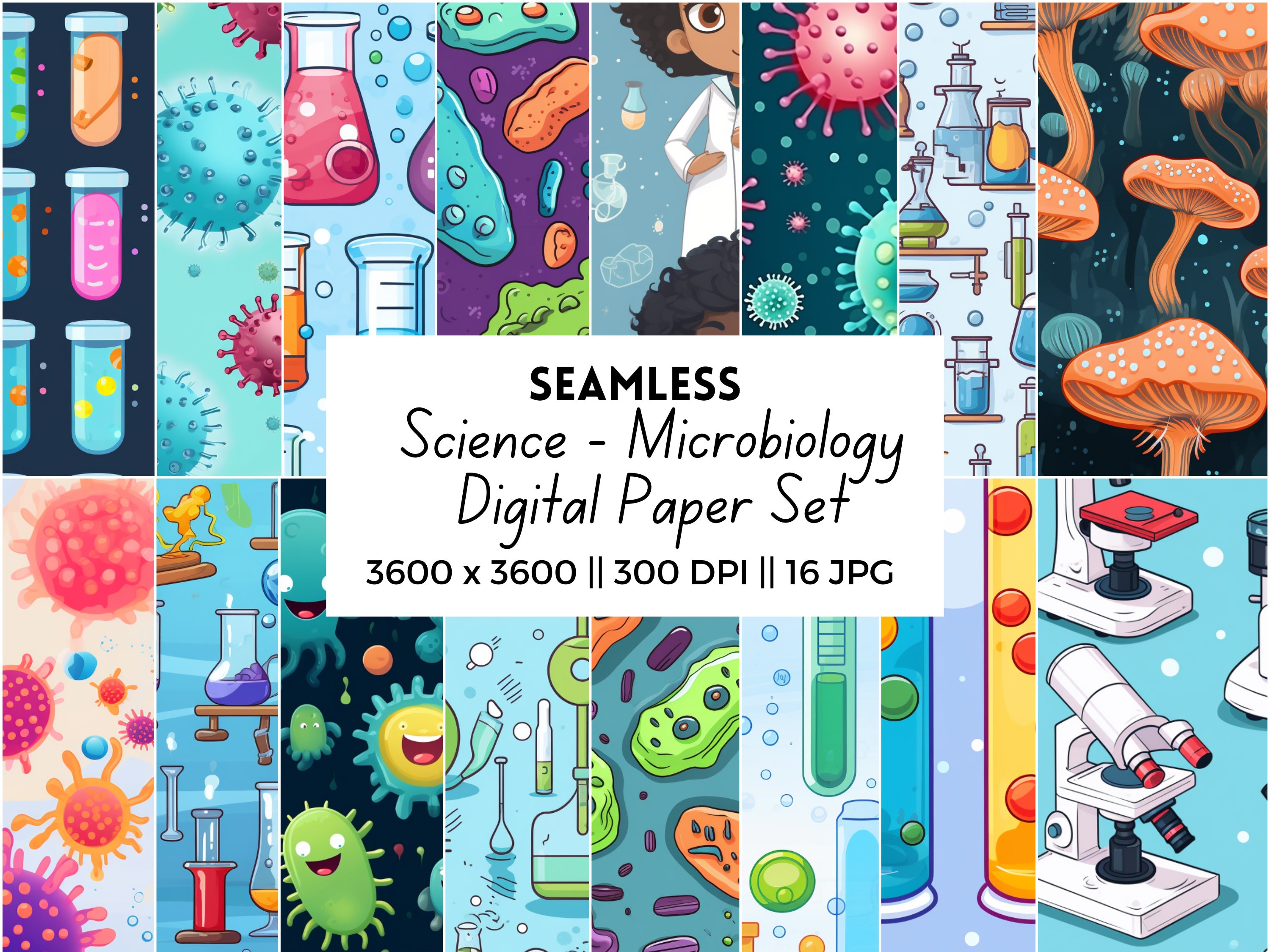 Science Background Digital Paper, Microbiology Cell Biology Laboratory ...