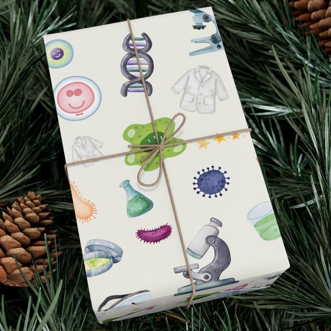 Science Wrapping Paper, Science Teacher Gift Wrap, Biology Christmas ...