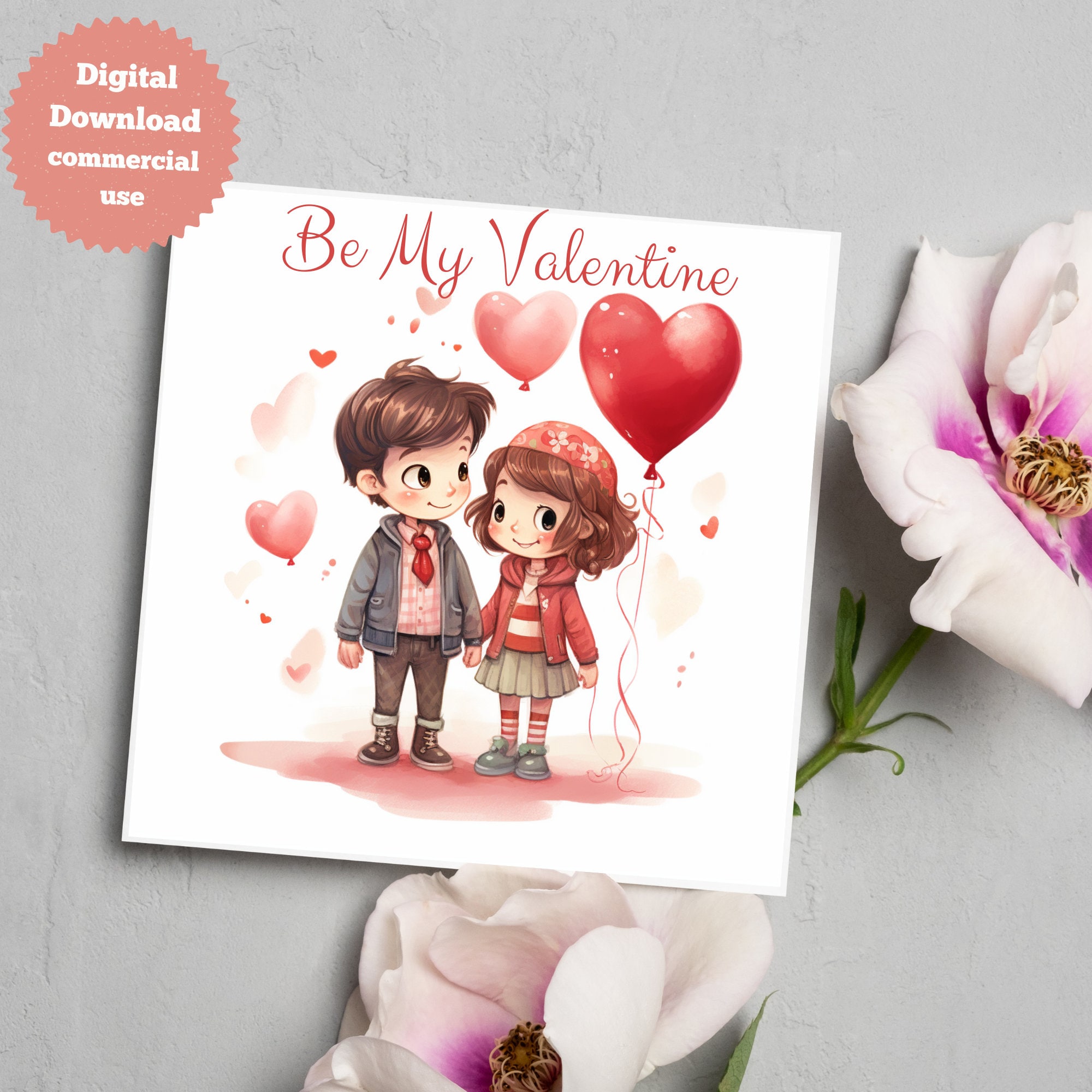 Valentine Kids Clipart, Cute Kids Valentines Day Digital Paper JPG PNG ...