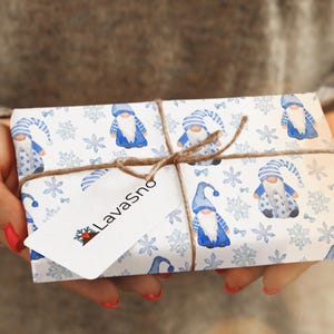 Gnome Wrapping Paper, Cute Gnome Gift Wrap, Coquette Blue Wrapping ...