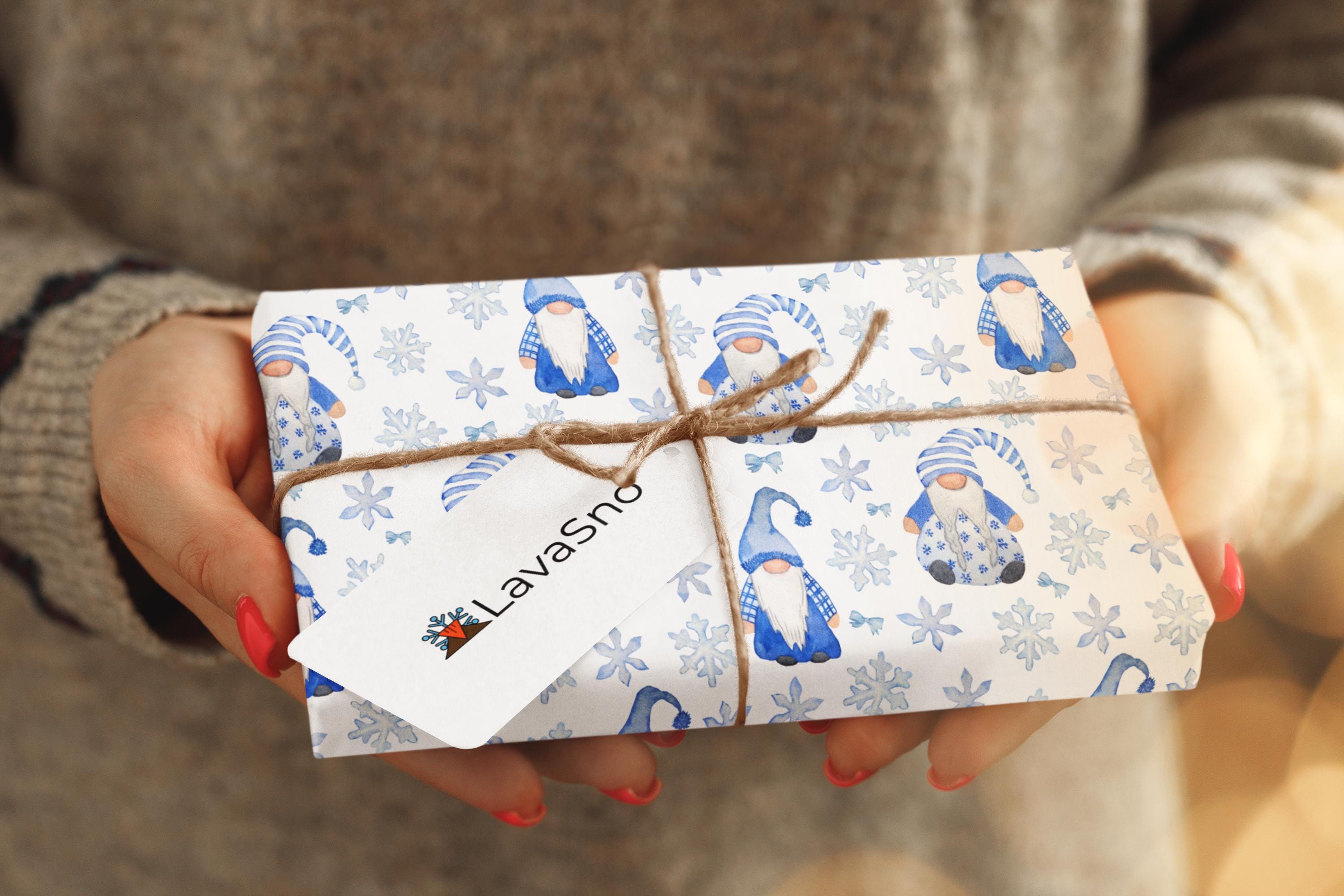 Gnome Wrapping Paper, Cute Gnome Gift Wrap, Coquette Blue Wrapping ...