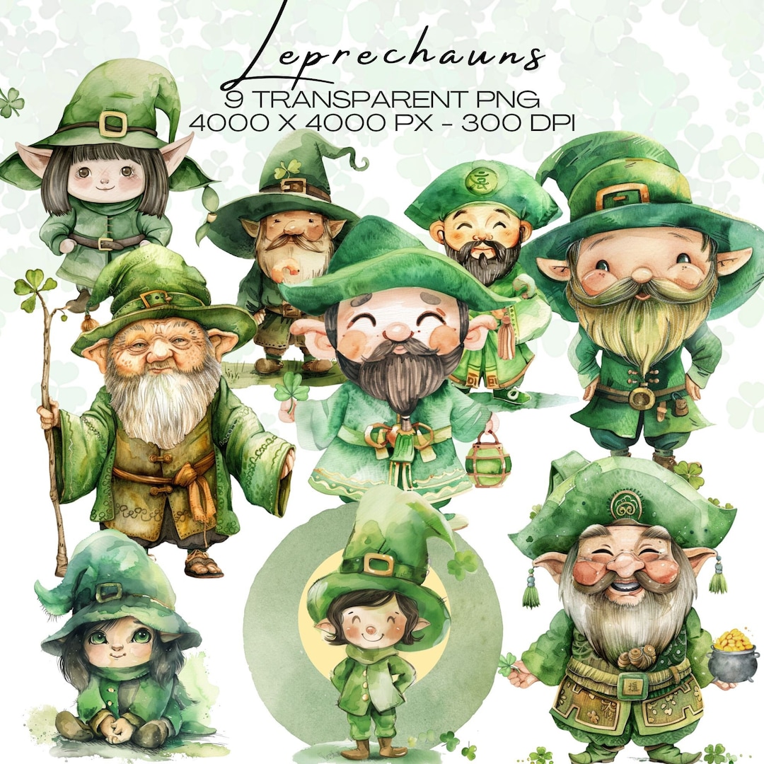 Leprechaun Watercolor Clipart, St Patricks Day, Asian Leprechaun ...
