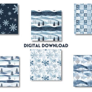 Winter Digital Background, Seamless Digital Paper, Snow Nordic Winter ...