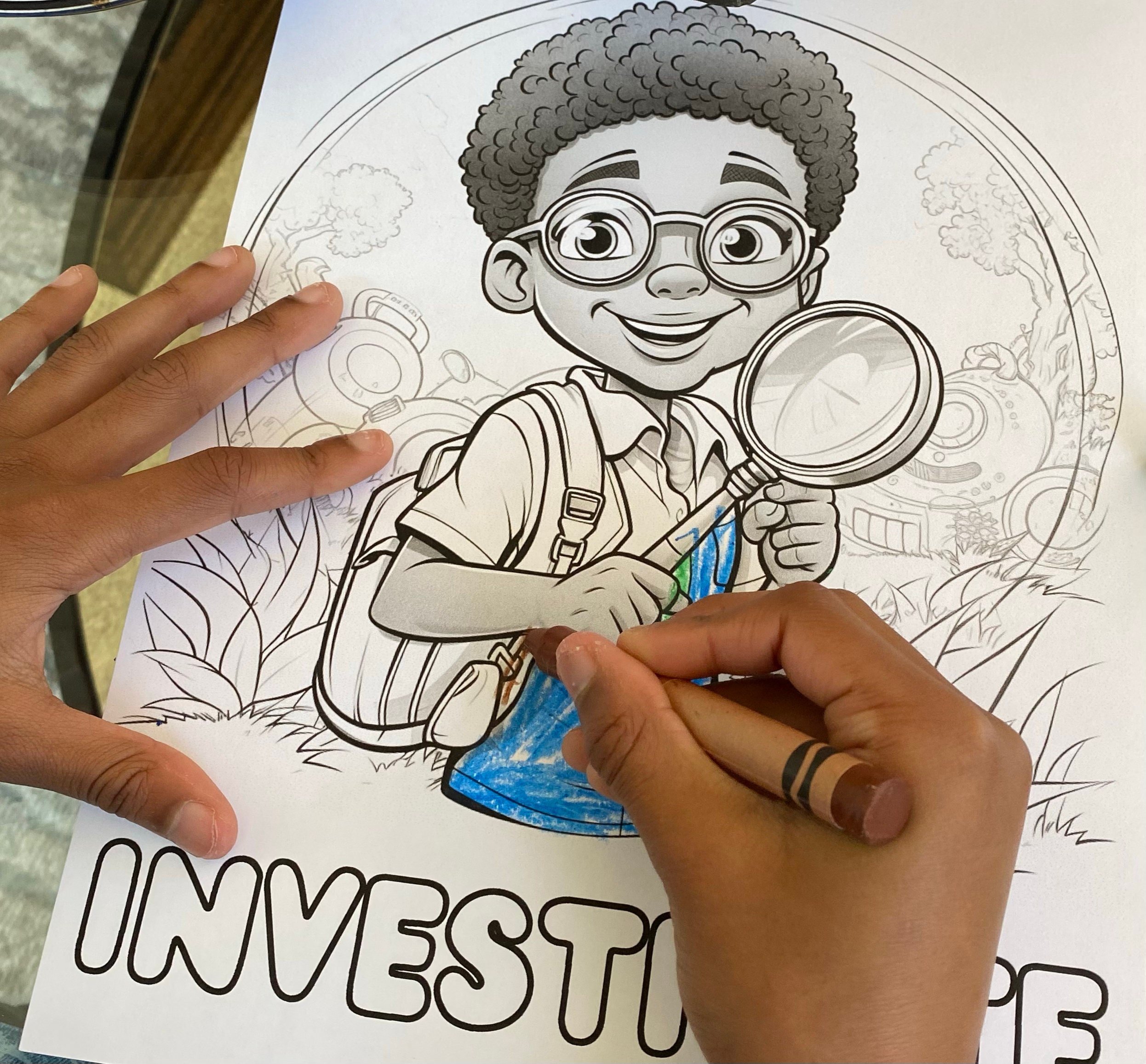 Black Boys in STEM Coloring Pages, African American Kids, Back to ...