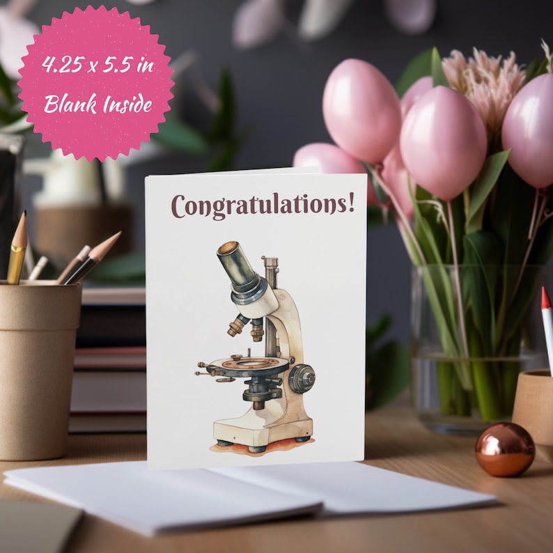Microscope Congratulations Card, Research Geeky Graduation Card ...