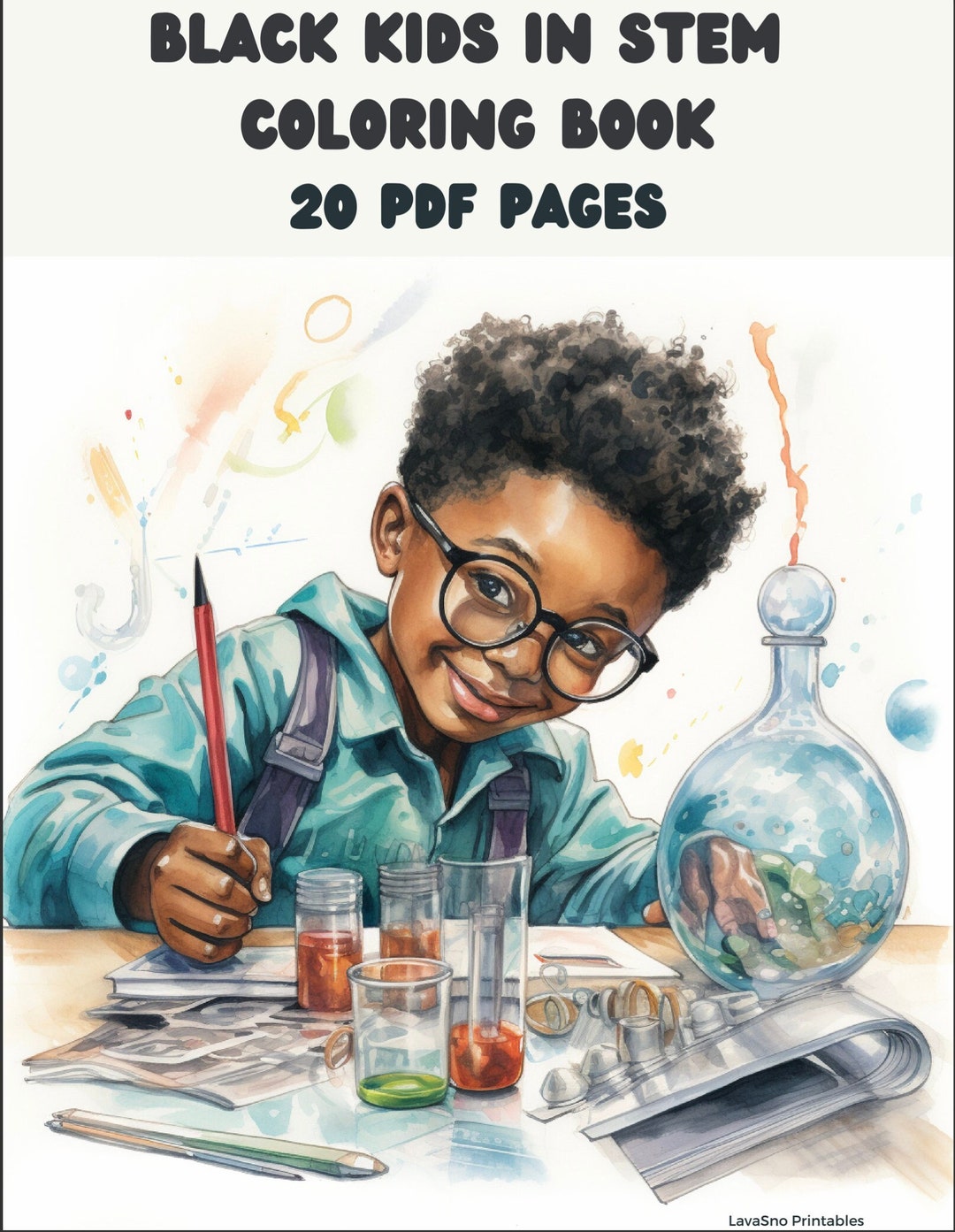 Black Kids in STEM Coloring Book, Science Teacher, African American ...