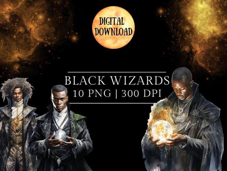 African American Witch Wizard Halloween PNG Black Man - Etsy