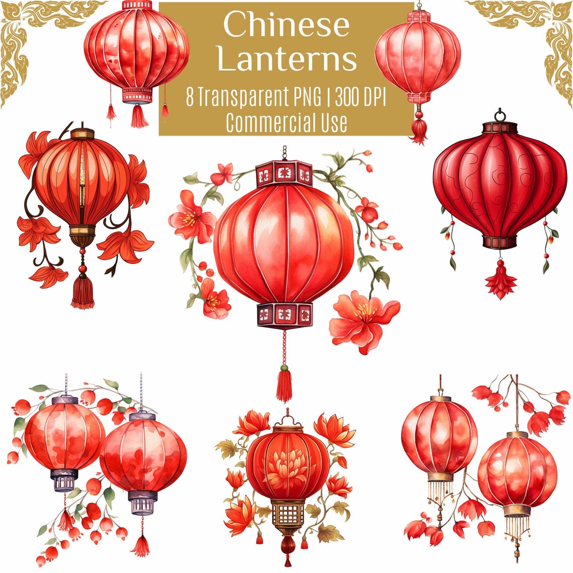 Lunar New Year, Chinese Lantern Clipart, Asian PNG, Chinese Wedding ...