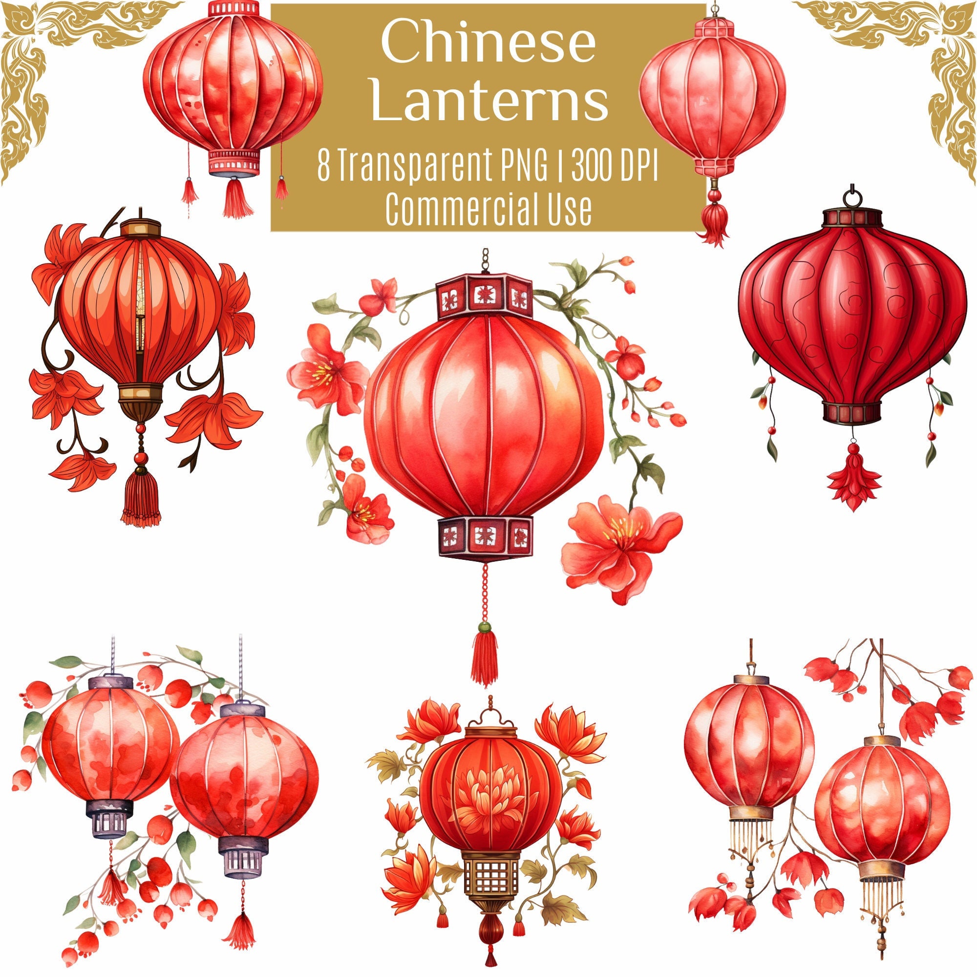 Lunar New Year, Chinese Lantern Clipart, Asian PNG, Chinese Wedding ...