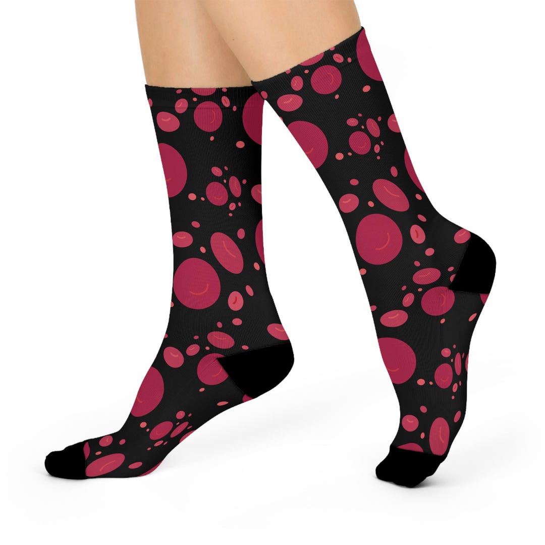 Red Blood Cells on Black Crew Socks | Gift for Hematologist ...