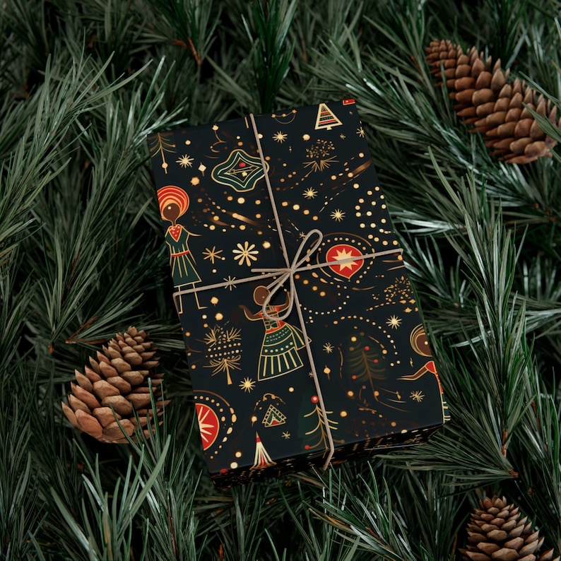 Afrocentric Holiday Wrapping Paper, African Gift Wrap, Ethnic Gift Wrap ...