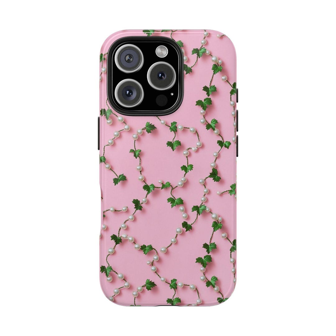 Pink and Green Ivy and Pearls iPhone 16 Phone Case, HBCU Sorority Phone ...