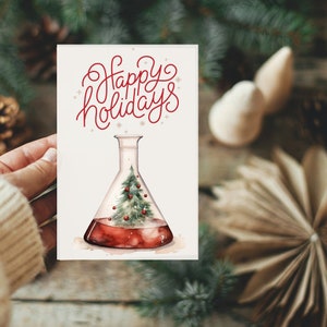 Science Christmas Card, Research Geeky Holiday Card, Science Teacher ...