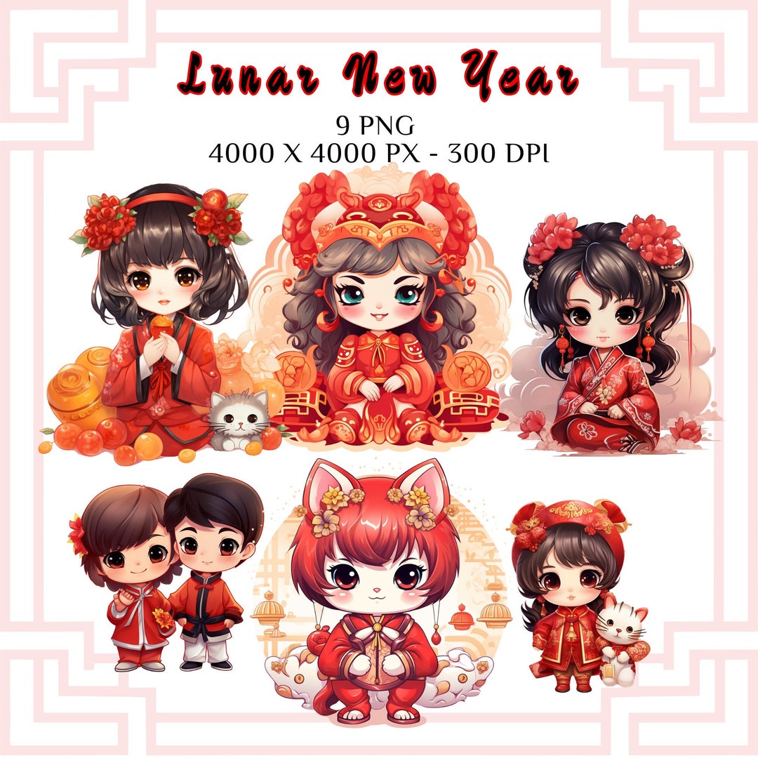 Chinese New Year Kawaii PNG, Cute Lunar New Year Chibi Clipart, Asian ...