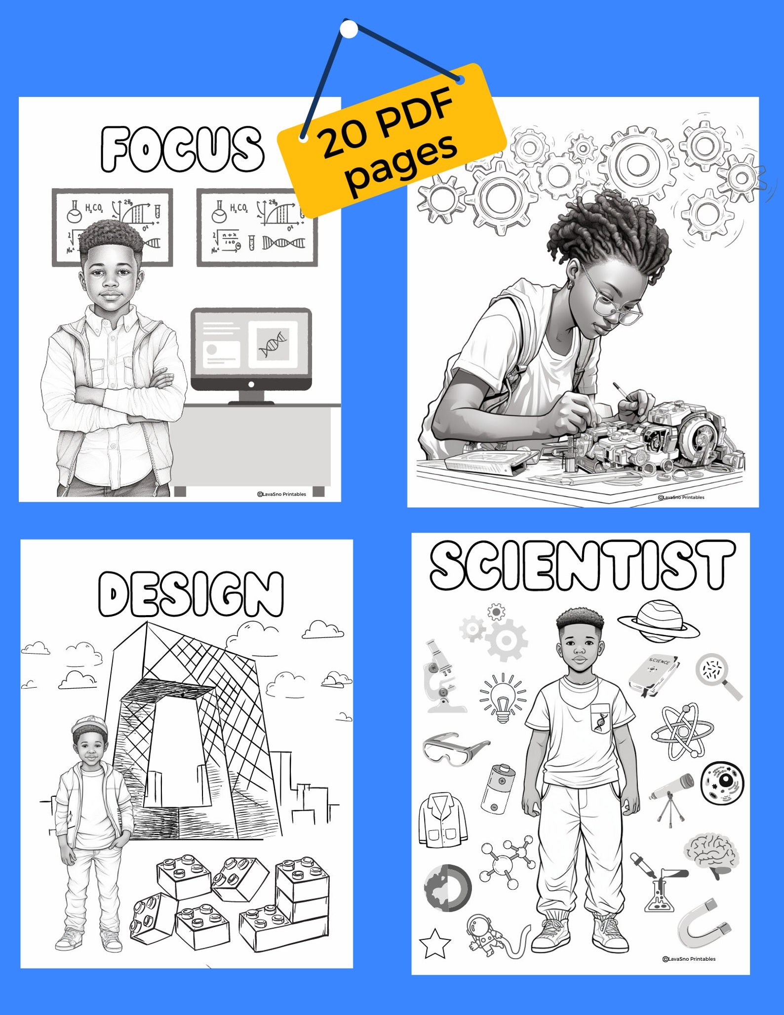 Black Kids in STEM Coloring Book, Science Teacher, African American ...