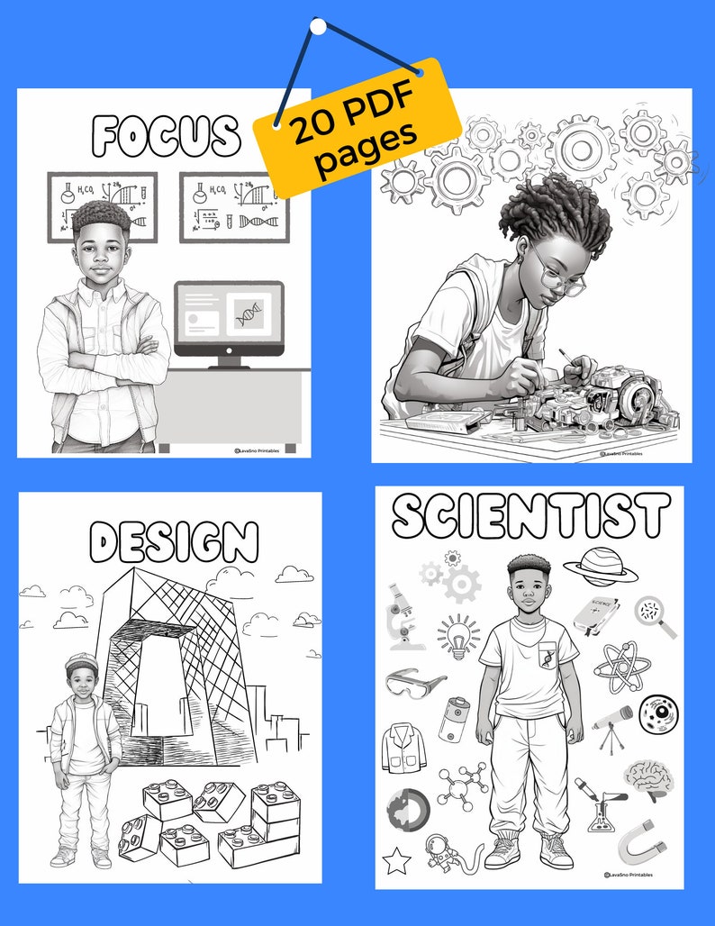 Black Kids in STEM Coloring Book, Science Teacher, African American ...