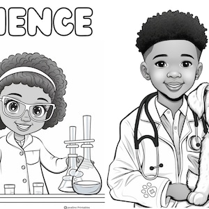 Black Kids in STEM Coloring Book, Science Teacher, African American ...