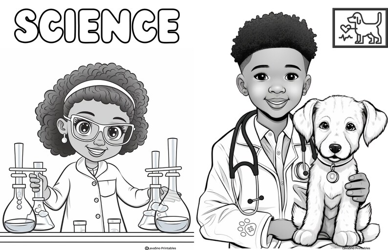 Black Kids in STEM Coloring Book, Science Teacher, African American ...
