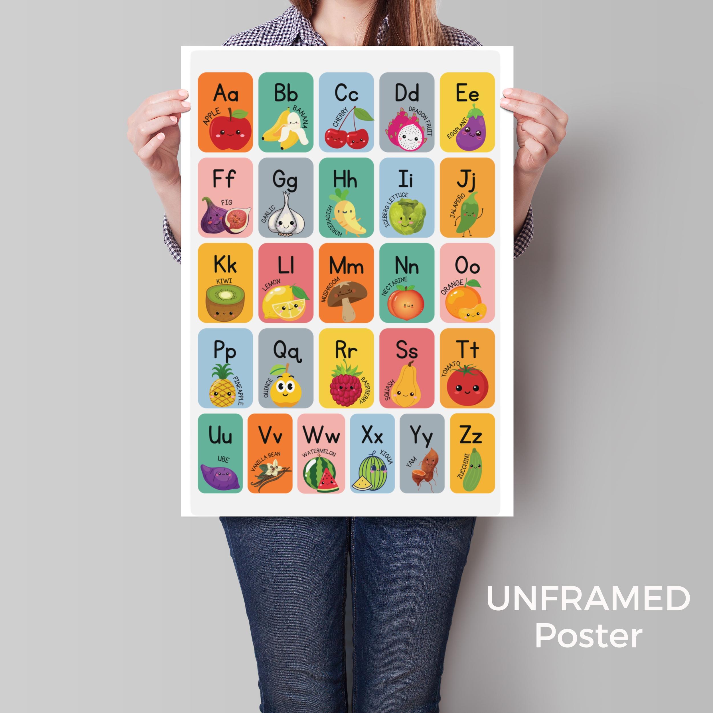Fruit and Vegetable Alphabet Poster, Kindergarten First Grade Classroom ...