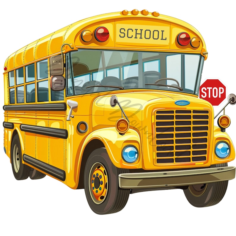 Yellow School Bus Clipart, Back to School PNG, School Clipart, Digital ...