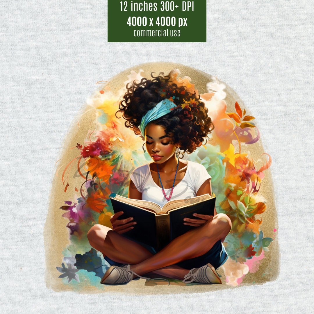 Black Woman Reading Clipart, African American Girl PNG Sitting Reading ...