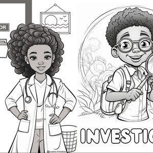 Black Kids in STEM Coloring Book, Science Teacher, African American ...