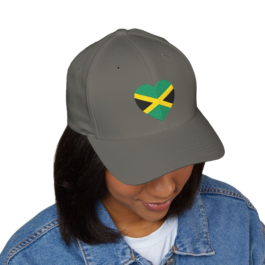 Embroidered Heart Shaped Jamaican Flag Cap, Adjustable I Love Jamaica ...