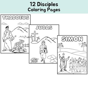 12 Disciples of Jesus Coloring Pages, Apostles Sunday School Printable ...