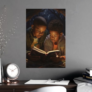 Black Boys Reading Poster, Literacy, Library Classroom Decor, Librarian ...