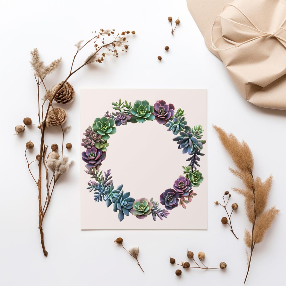 Succulent Frame Clipart, Square Round Frame PNG, Transparent Botanical ...