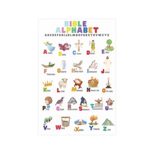 Bible Alphabet Poster, Nursery, Homeschool Wall Decor, Christian Art ...