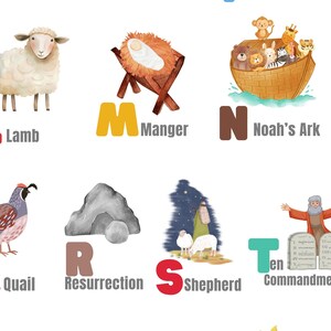 Bible Alphabet Poster, Nursery, Homeschool Wall Decor, Christian Art ...