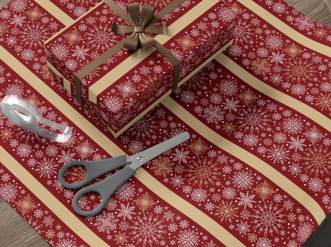 Crimson and Cream Gift Wrapping Paper, Delta Inspired Colors for ...