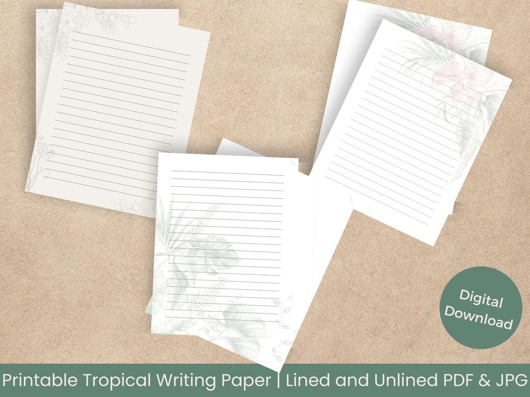 Printable Tropical Houseplant Floral Stationery, Monstera, Anthurium ...