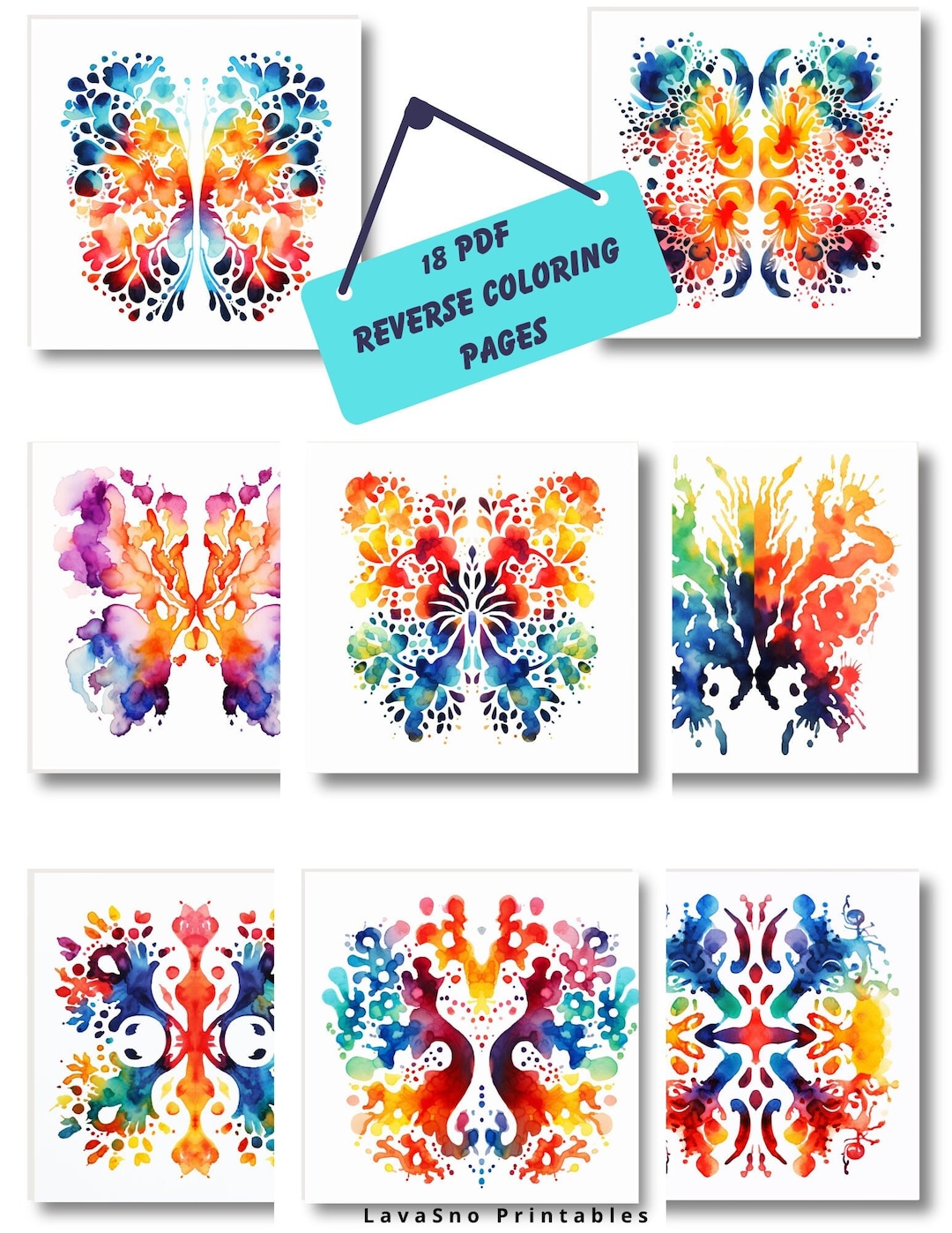 Reverse Coloring Pages, Backwards Coloring Book, Abstract Watercolor ...