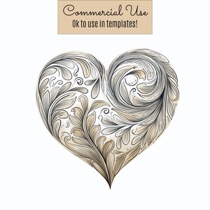 Neutral Hearts PNG, Botanical Heart Boho Clipart, Valentine's Day ...