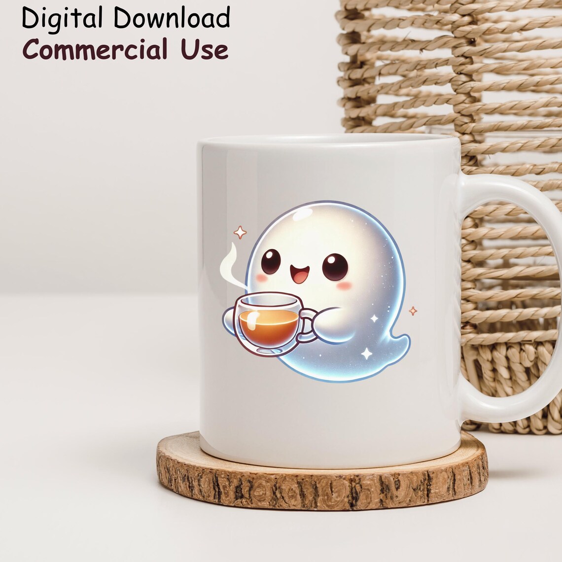 Cute Ghost With Apple Cider PNG, Cute Halloween PNG, Hot Apple Cider ...