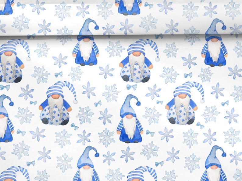 Gnome Wrapping Paper, Cute Gnome Gift Wrap, Coquette Blue Wrapping ...